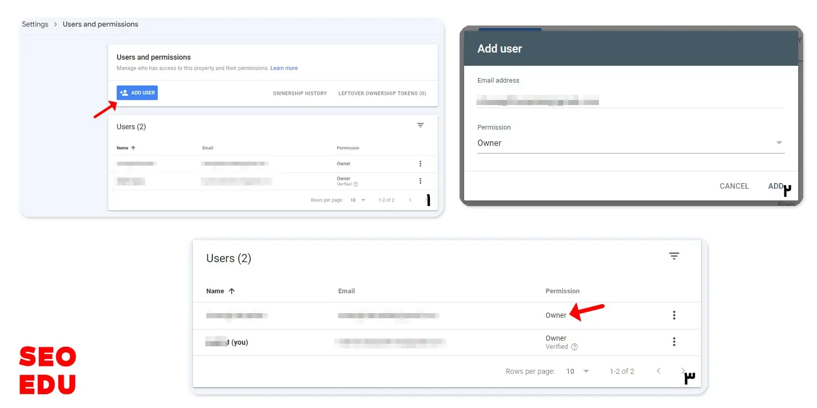 چگونه مالک سرچ کنسول را حذف کنم یا تغییر دهم؟ - حذف مالک Verified و Delegated - SEOEDU