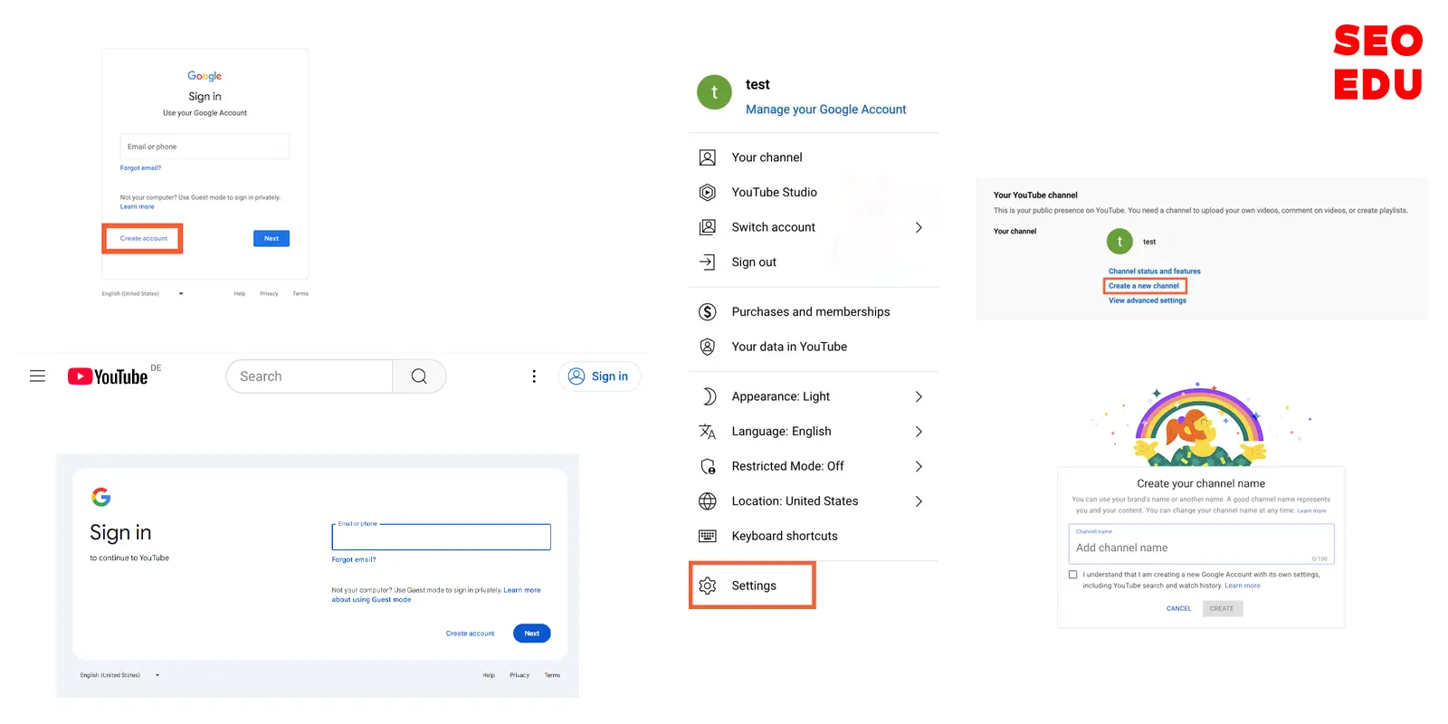 آموزش ساخت اکانت یوتیوب + تنظیمات دقیق کانال برای درآمدزایی - SEOEDU